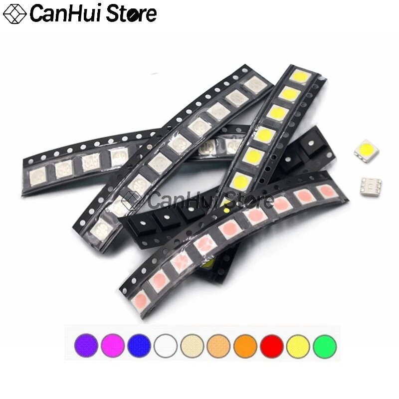 100 шт. 5050 SMD светодиодный чип лампы теплый/холодный белый красный зеленый синий желтый розовый фиолетовый УФ-оранжевый RGB SMT световые бусины Purple