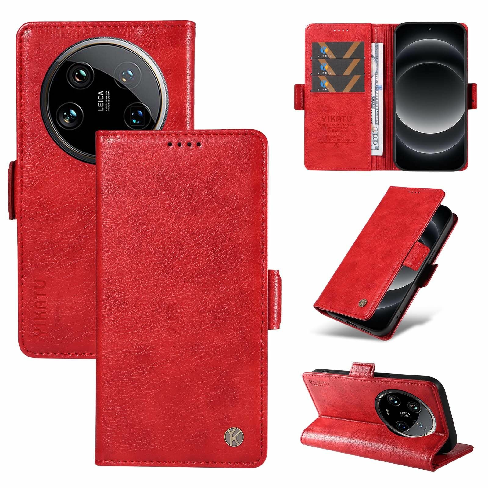 YIKATU Кожаный Чехол Книжка Для Xiaomi 14 Ultra (Сяоми 14 Ультра)