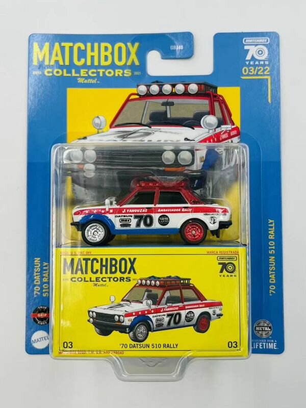Машинка matchbox 50th anniversary GBJ48 Alloy car model 70 DATSUN 510 RALLY