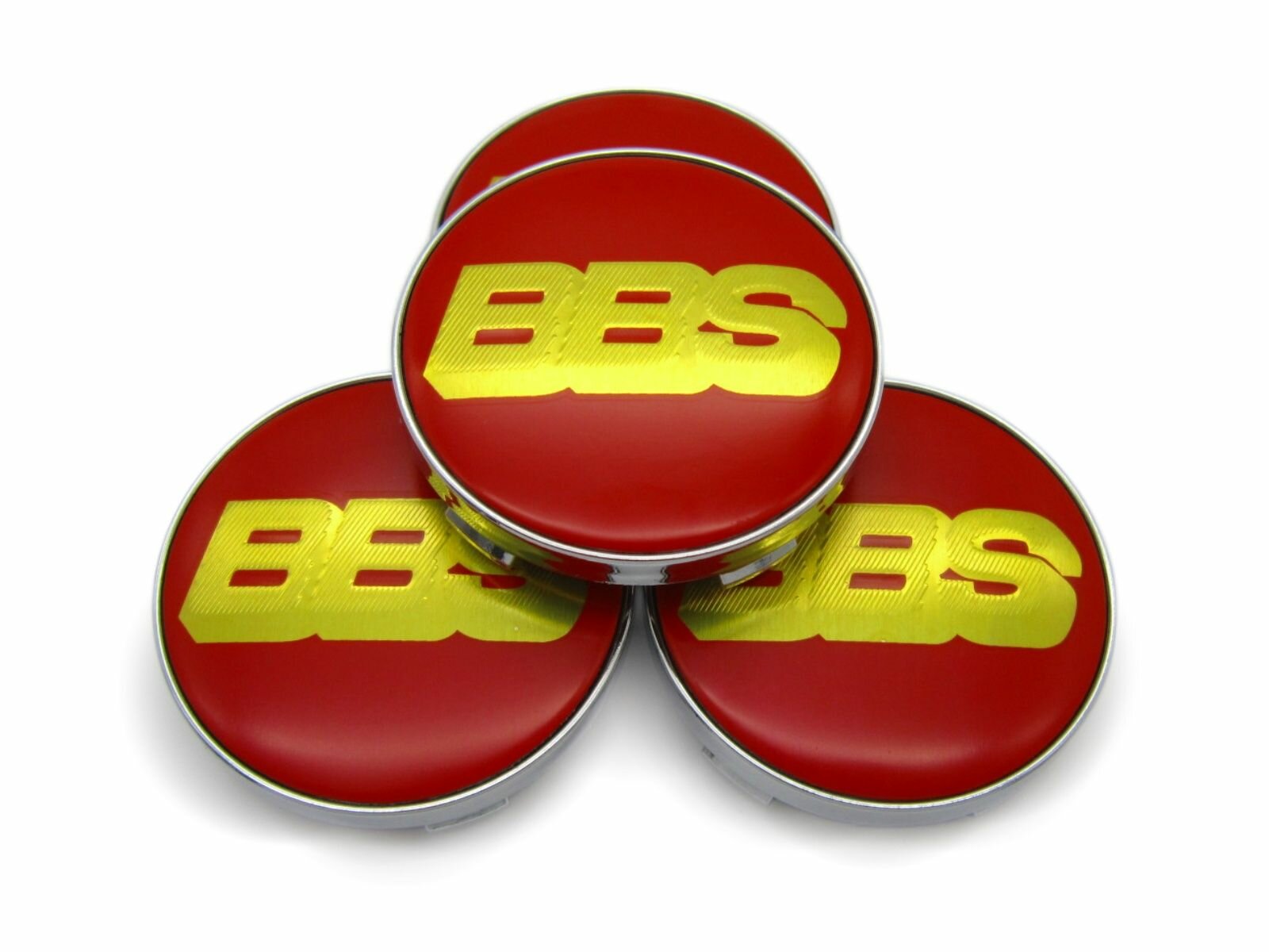 Колпачки заглушки на литые диски BBS red/gold 60/56 мм, комплект 4 шт.