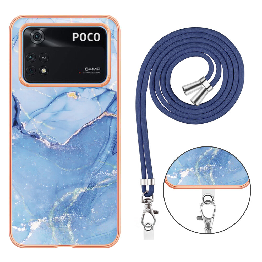 Устойчивый к падению чехол для Xiaomi poco M4 Pro 4G (Сяоми Поко M4Про 4Джи) с длинным ремешком и регулируемой пряжкой