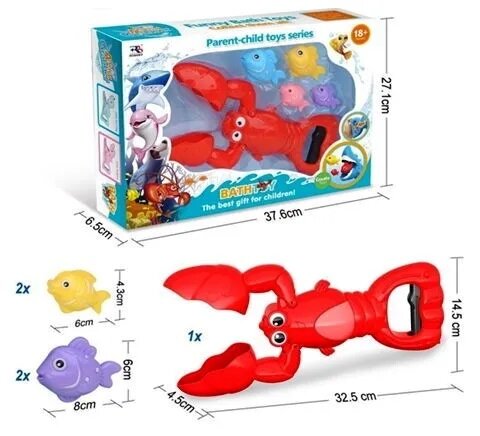 Игрушка для купания Красный краб с рыбками, в коробке 2578-D