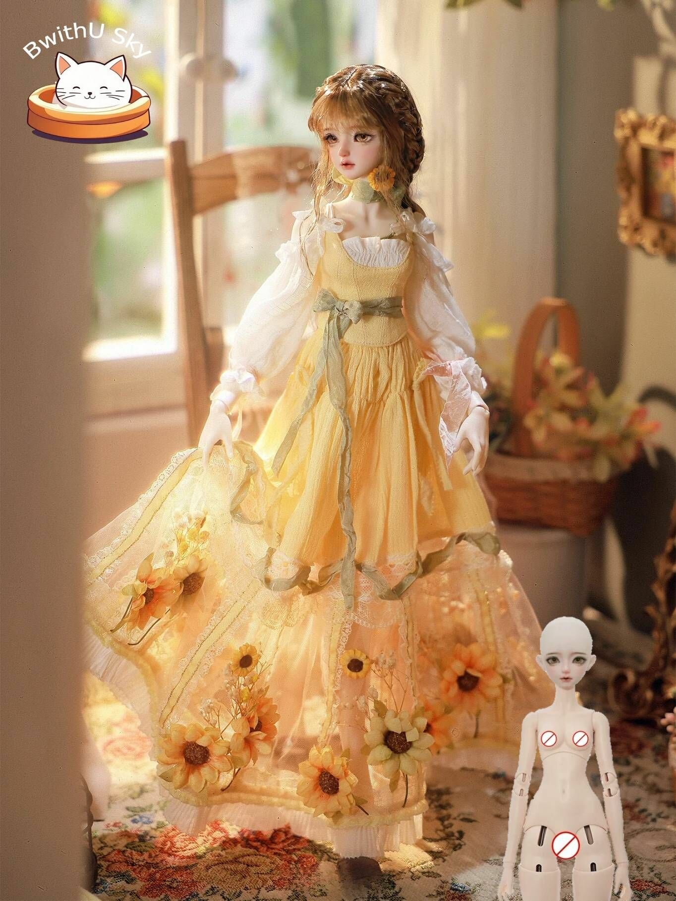 BwithU Calis Bjd 1/4 обнаженная кукла с нормальной кожей, без макияжа, без аксессуаров