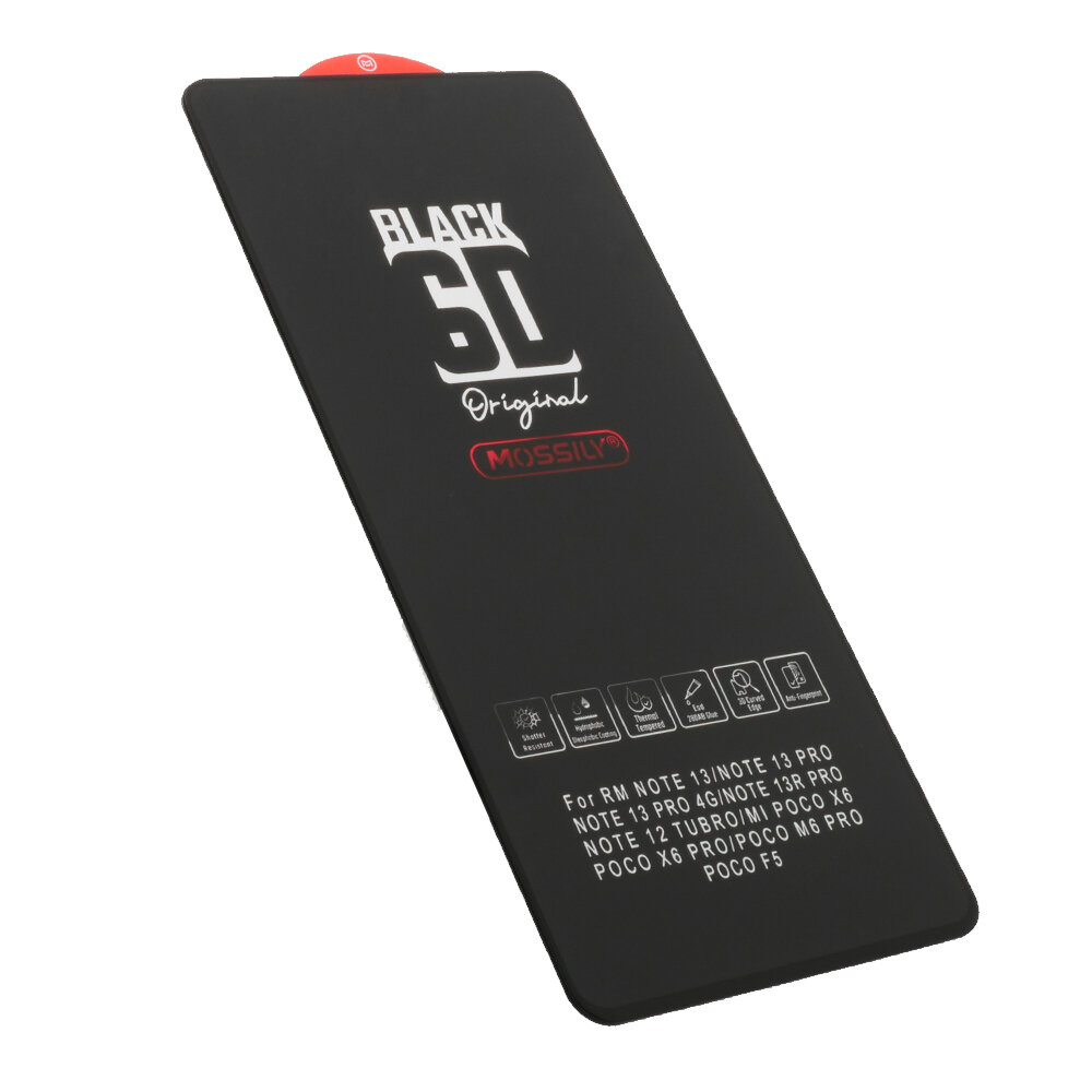 Защитное стекло 9H Black для Xiaomi POCO X7 Pro черная рамка т/у