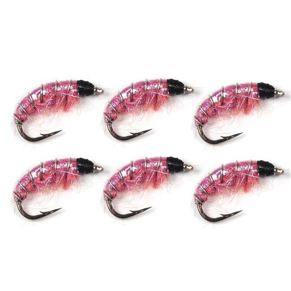 Bimoo #6 Scud Shrimps Мушки для нахлыста 6 шт. Розовый, Pink