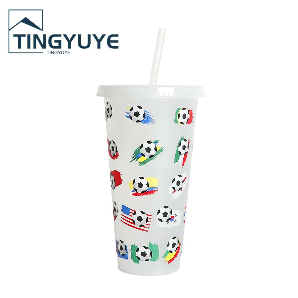 Пластиковый стаканчик герметичный холодный меняющий цвет напиток кружка для кофе сока