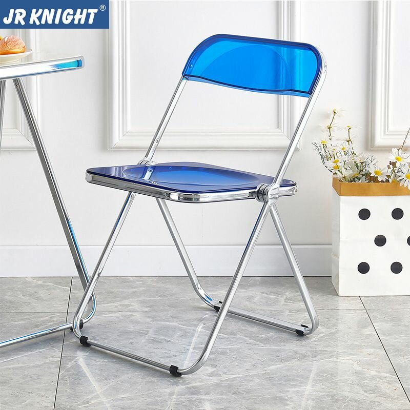 Складной акриловый стул со спинкой для дома, кухни, гостиной и спальни