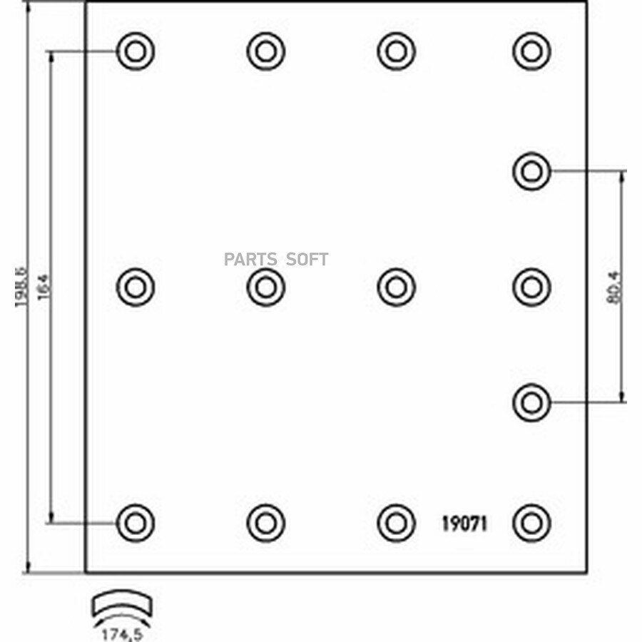 DON Накладки тормозные 19071 рем. STD [198,6x18 d410 174,5 14х112] Без заклёпок