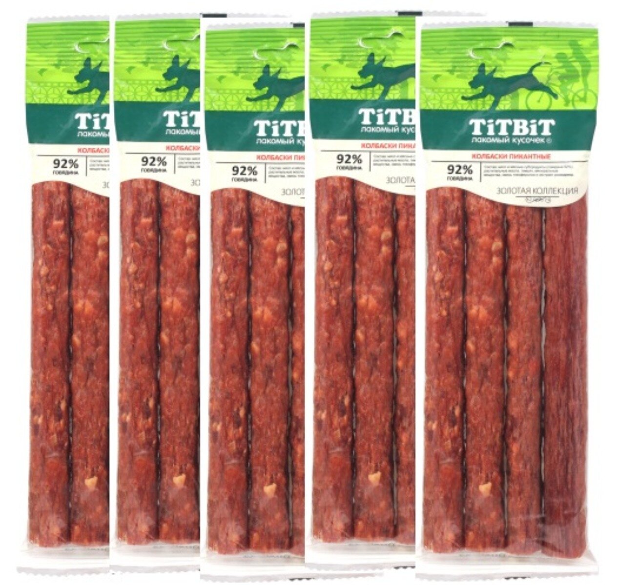 TiTBiT Золотая коллекция Лакомство для собак Колбаски Пикантные 80г (5шт)