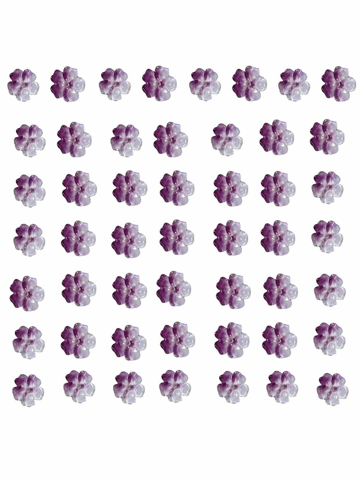 Category112_RU,50 шт, цветы в виде чаши с пятью лепестками, сделанные своими руками, маленькие глазированные цветы вишни ручной работы-туманно-фиолетовый градиент