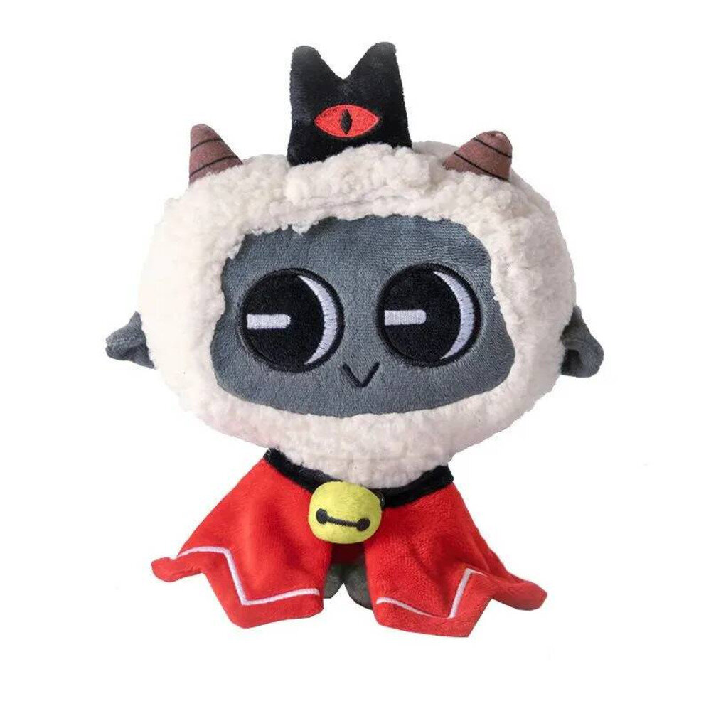 Коллекционный плюшевый овечка из Cult Of The Lamb, стильный короткошерстный дизайн, белый и черный