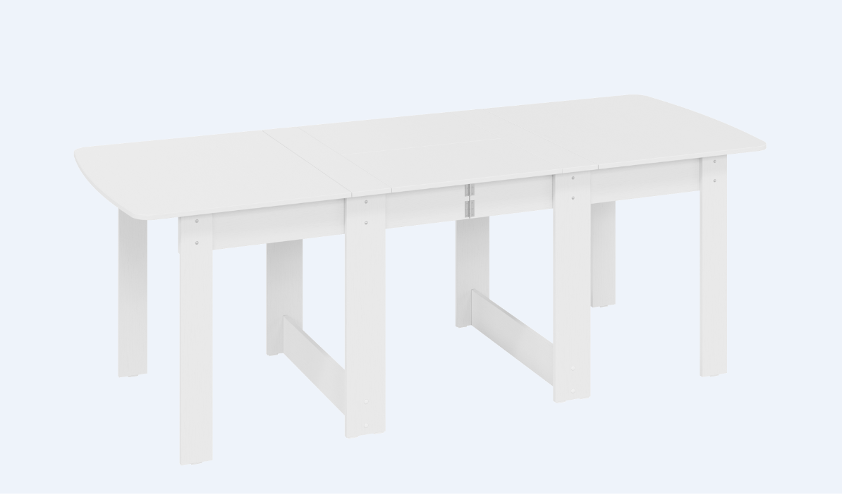 Стол раскладной, BUDUNOV GROUP, Рейн тип 3, Белый, стол книжка, 227х87х76 см.