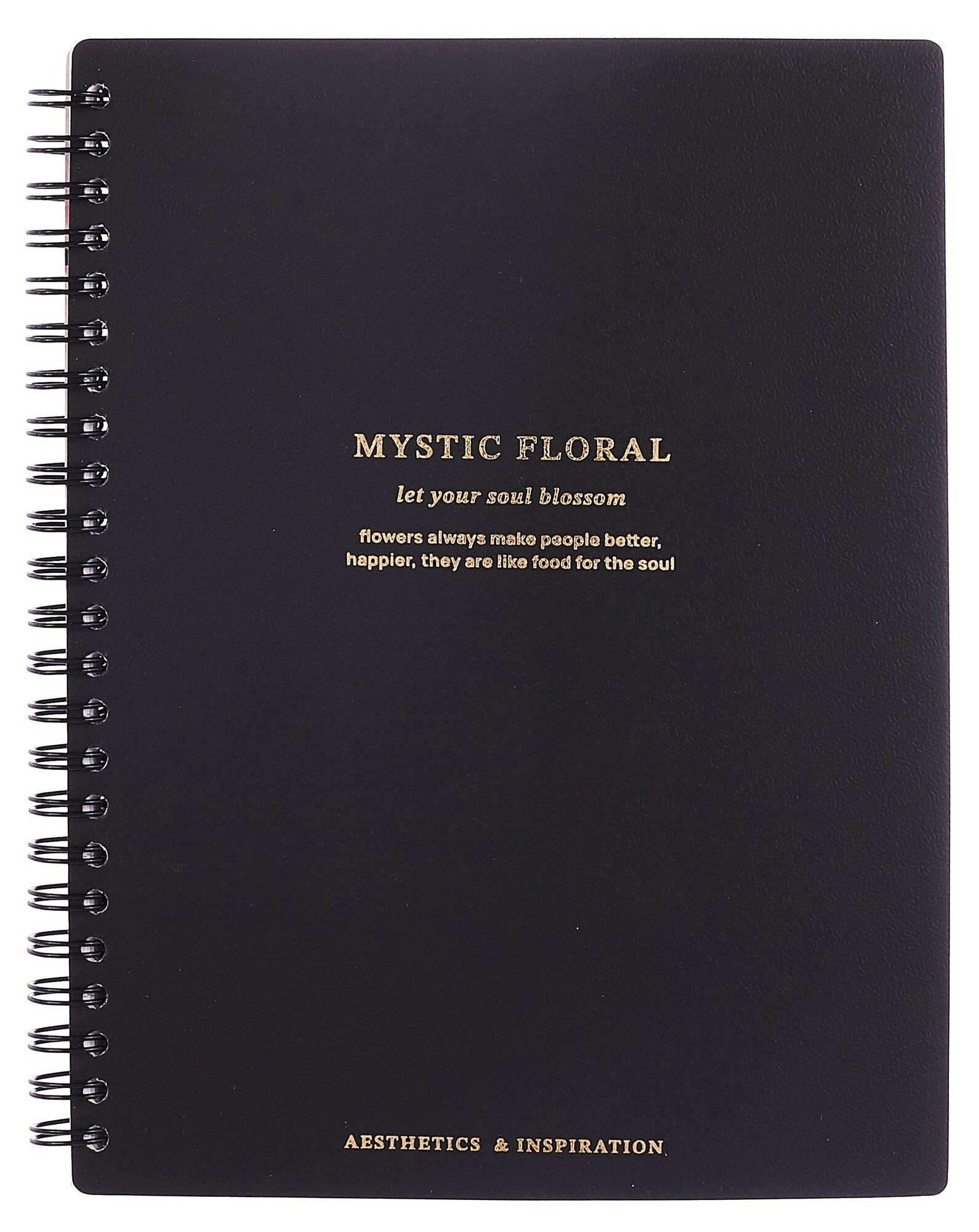 Тетрадь 120 листов в клетку "Blossom", черный, на спирали