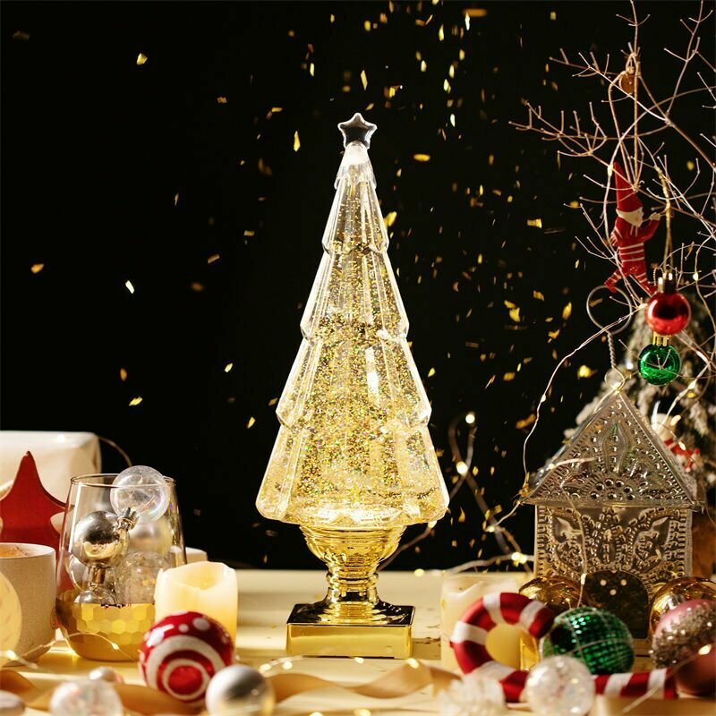 Новогодний шар со снегом Светящаяся музыкальная шкатулка с ёлкой