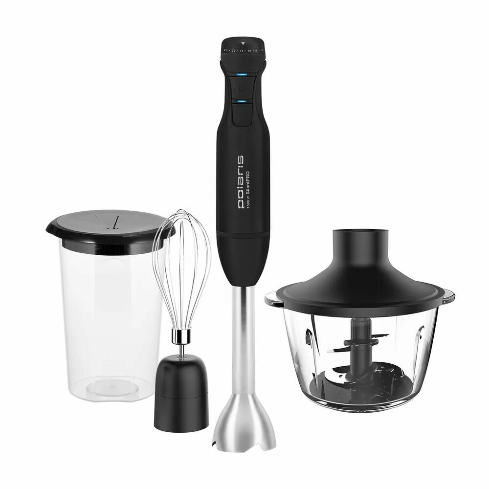 Блендер Polaris PHB1510GL, 1500 Вт, измельчитель/венчик, черный