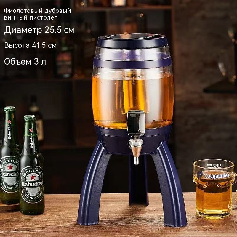 Пивная башня Бочка с подсветкой и краном, объем 3 литра