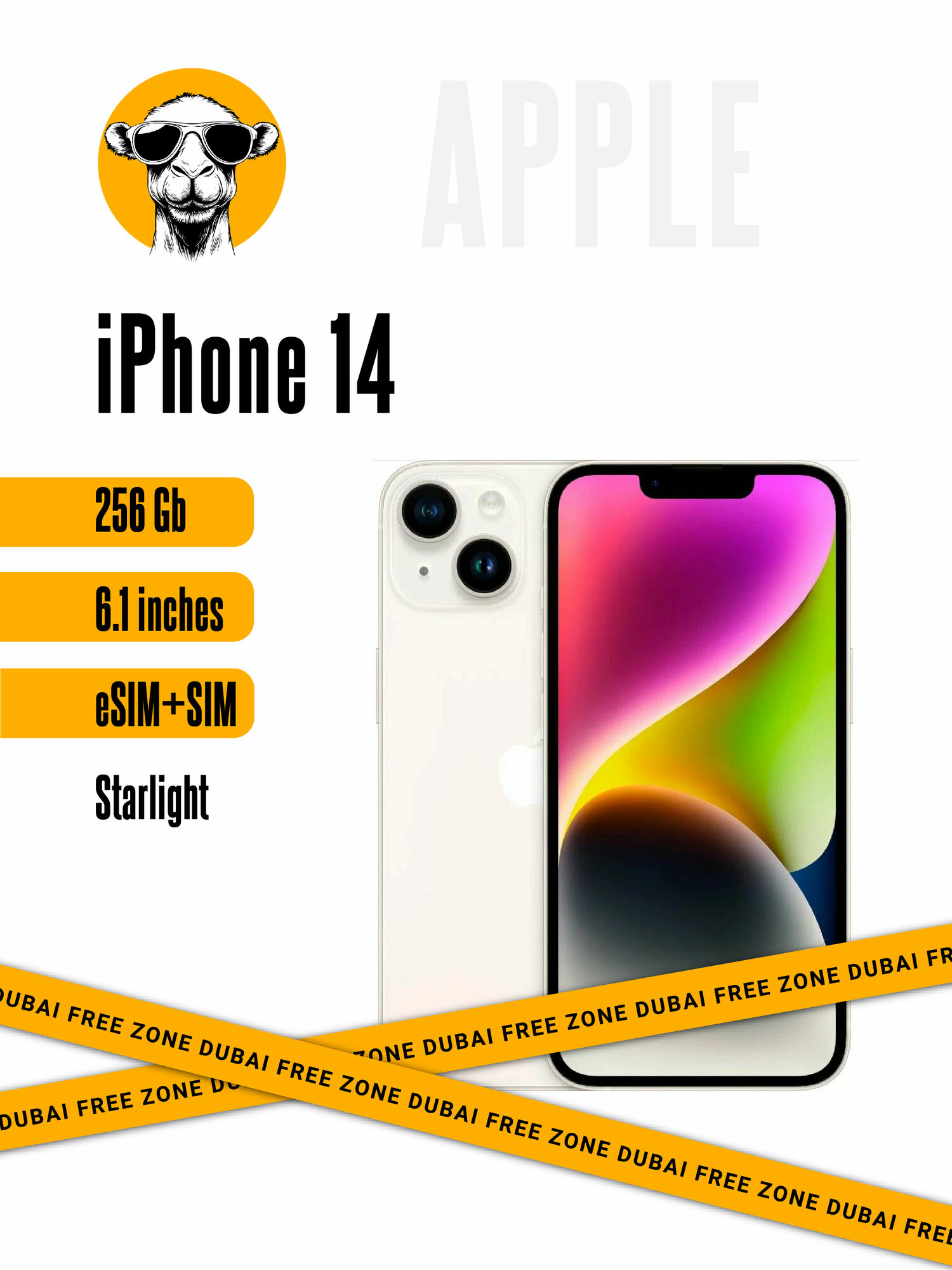 Смартфон iPhone 14 256Gb Starlight Sim+E-Sim