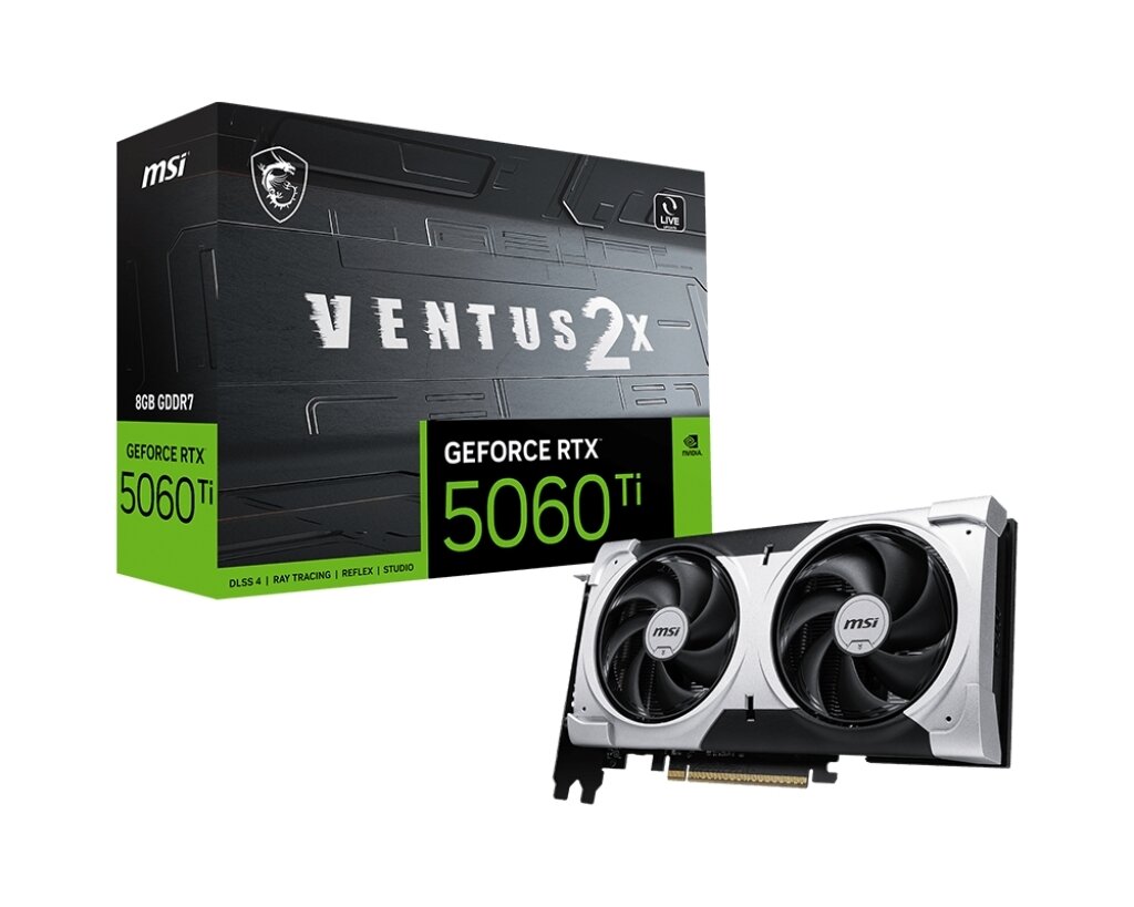 Видеокарта MSI PCI-E 5.0 RTX 5060 Ti 8G VENTUS 2X PLUS