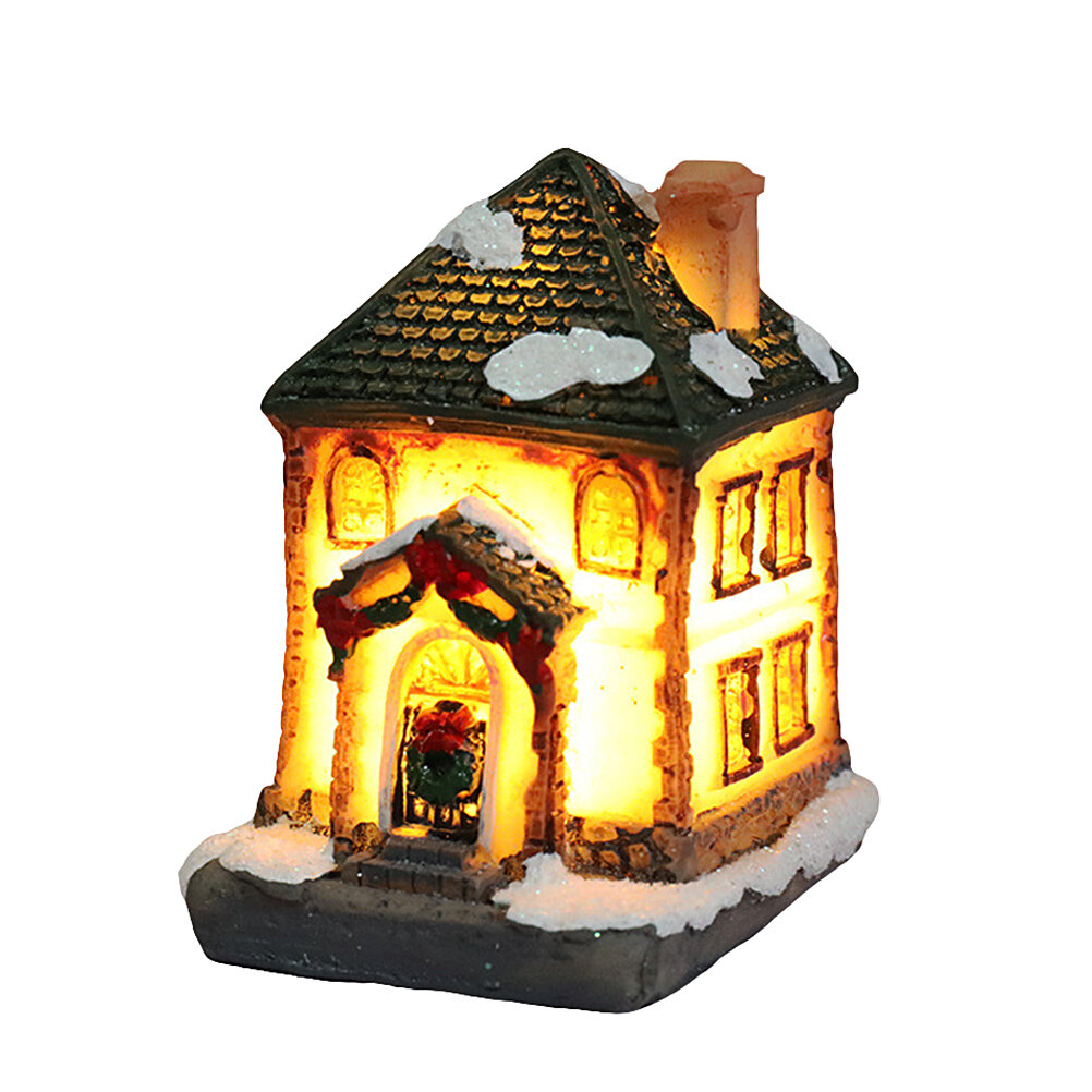 LED Christmas Resin Light House Decorations Scene Village Town for Gifts