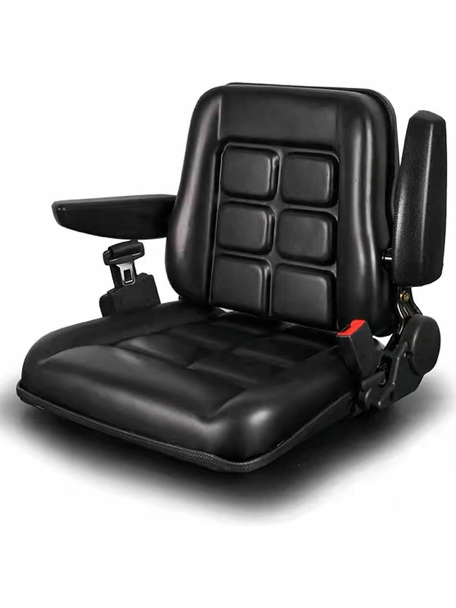 Универсальные складные кресла вилочного погрузчика с ремнями безопасности, регулируемой спинкой для газонокосилок, тракторов, бульдозеров, экскаваторов и телескопических погрузчиков.