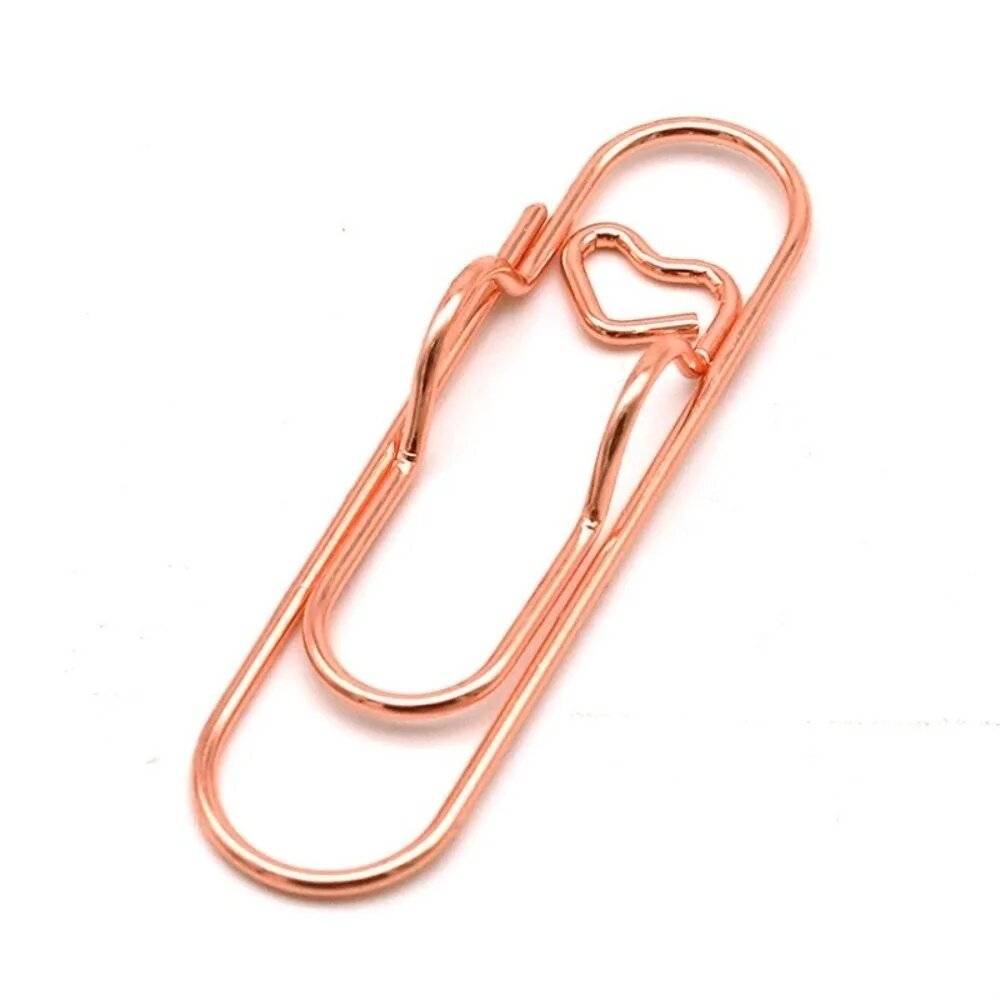 Розовые скрепки для бумаги Rose gold в форме сердца
