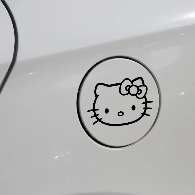 Мультяшные милые наклейки Hello Kitty на автомобиль, виниловые наклейки на крышку Белый, black