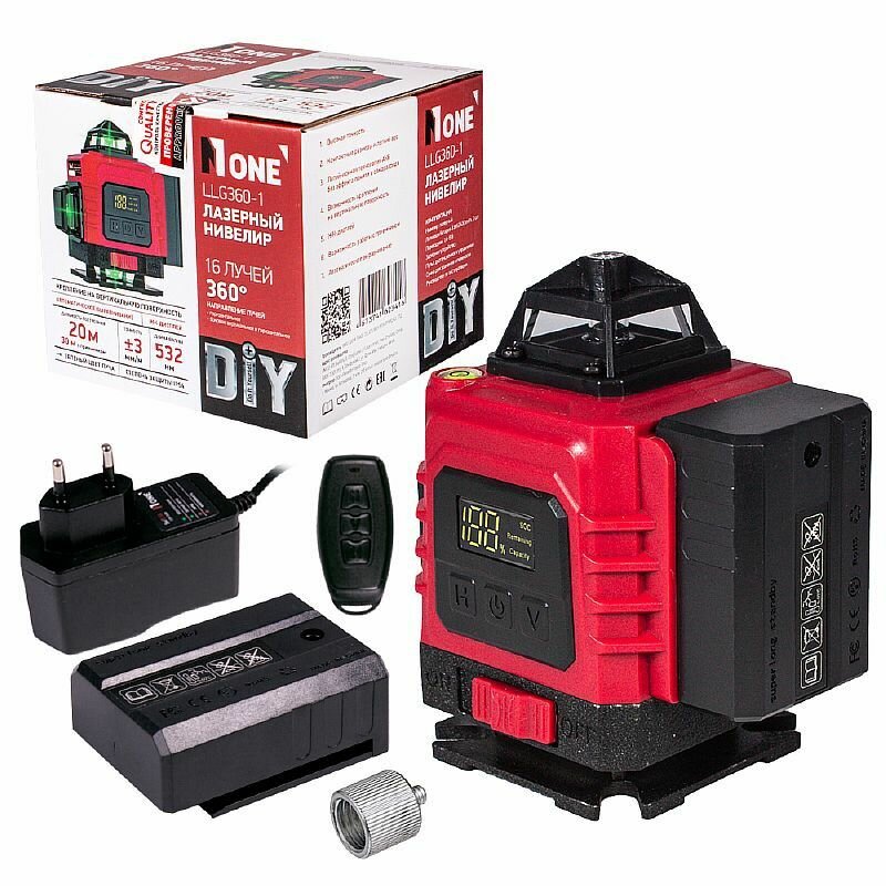 Нивелир лазерный NUMBER ONE LLG360-1 (30м; 2гор360 гр/2верт360гр; луч зел; АКБ Li-ion, 2шт)1,2кг