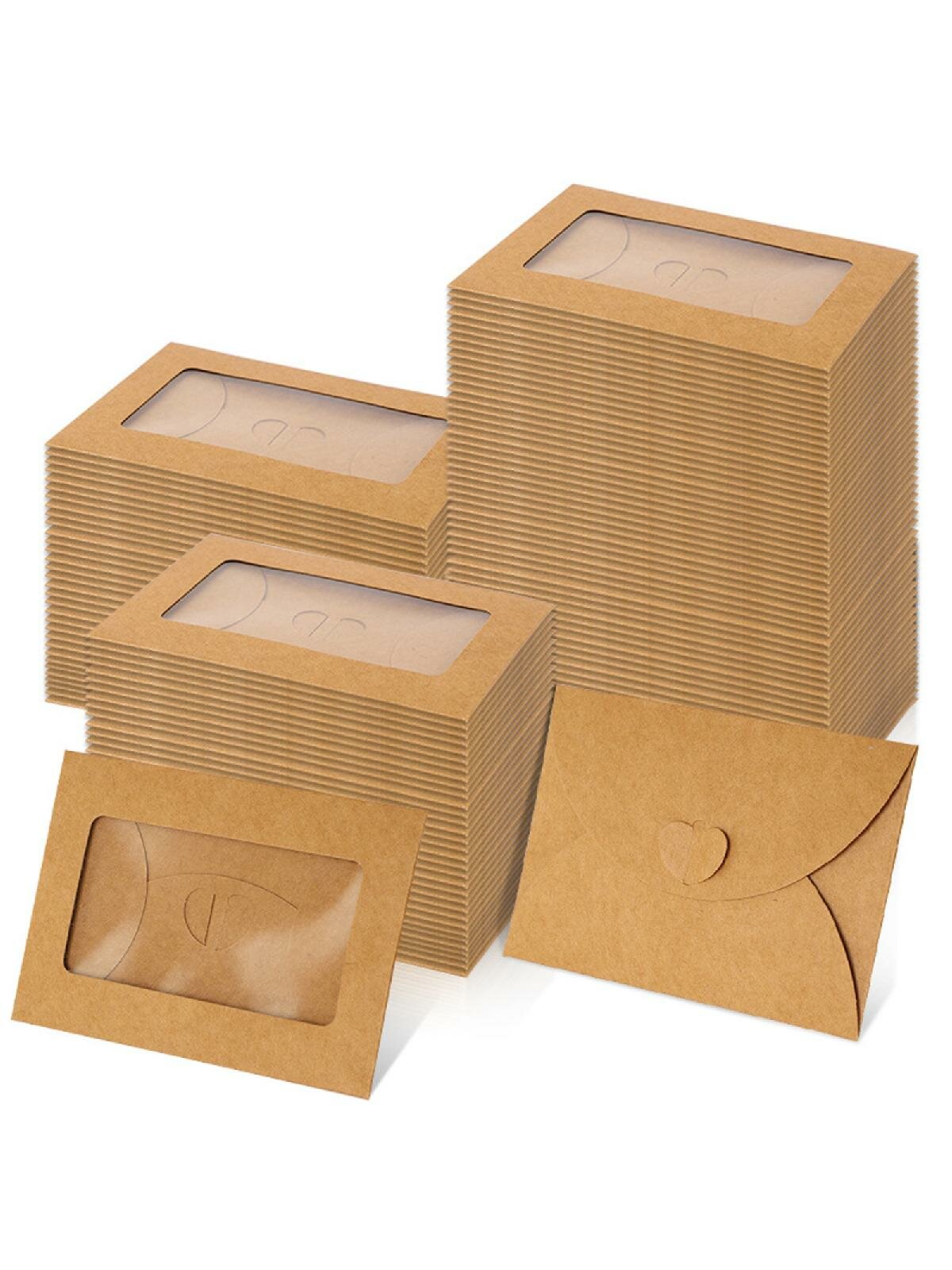 Деловой картонный конверт из цветной крафт-бумаги с застежками-50шт.