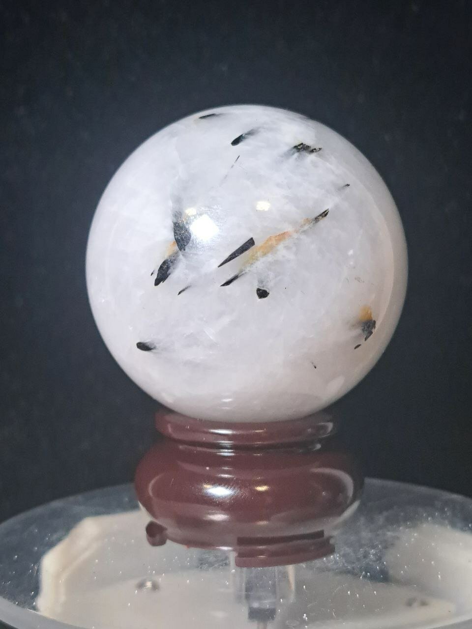 Шар кварц с шерлом, амулет, талисман, оберег, натуральный камень, декор для дома, 161 гр