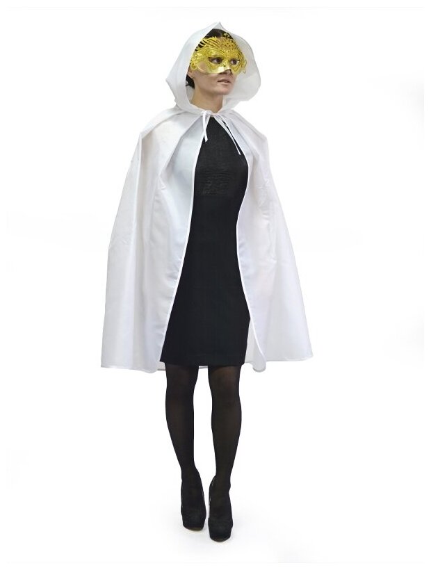 Накидка с капюшоном атласная, белая (Цв: Белый Размер: 130)