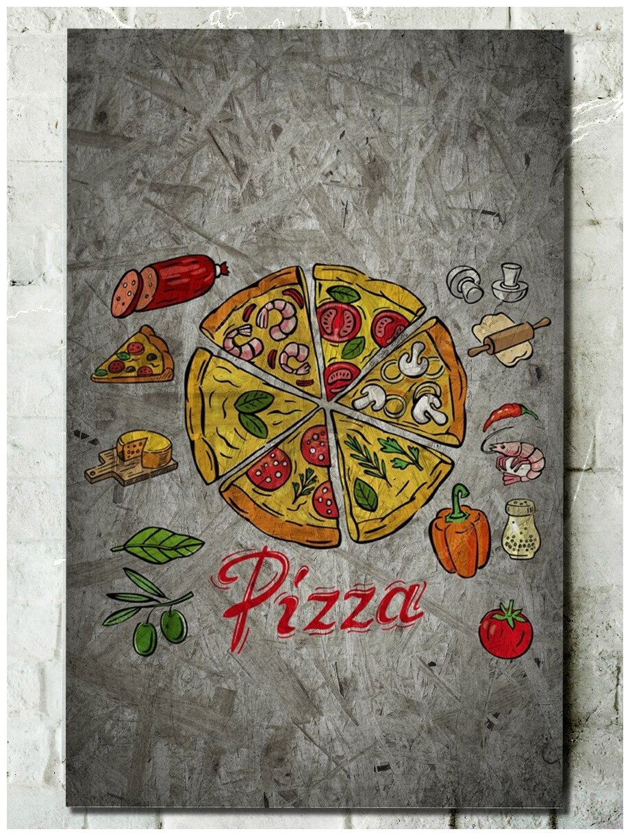 Картина интерьерная на рельефной доске кухонные постеры (пицца, бар, кухня, кафе, кофе, еда) - 5006. jpg