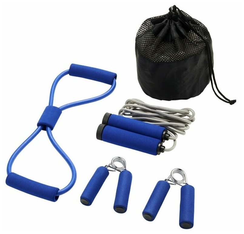 Набор для фитнеса "Oasis Dwayne", 4 эспандера в мешочке, синий