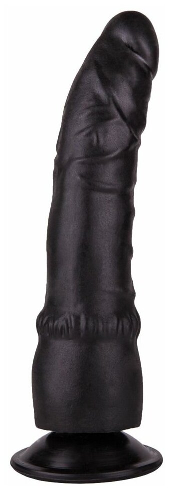 Чёрный фаллоимитатор на присоске - 19,3 см, черный