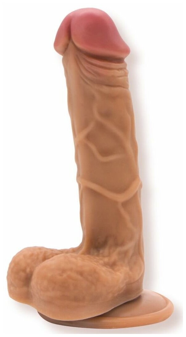 Кофейный фаллоимитатор на присоске Handsome- 19,5 см,19,5 см,3,9 см, кофейный, поливинилхлорид (ПВХ, PVC), Женский, Фаллоимитаторы