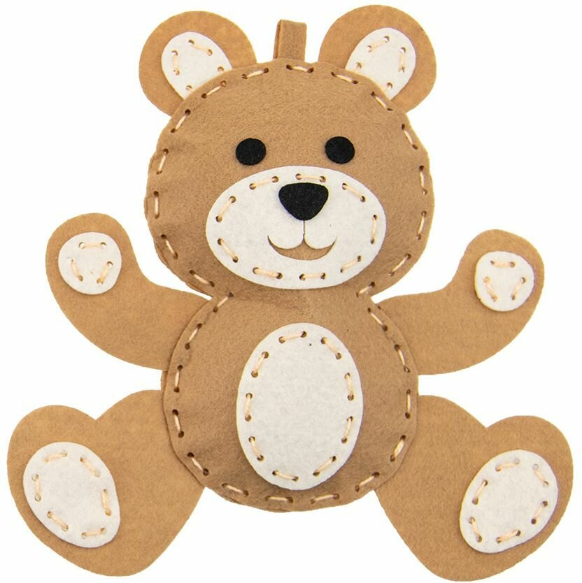 Игровой набор для шитья "Медвежонок", шьём мягкую игрушку, кукла из фетра своими руками с готовыми выкройками-шаблонами, набор для детского творчества, 15х16 см