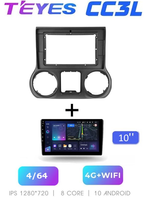 Магнитола Teyes CC3L 4/64 Gb 10 дюймов Jeep Wrangler 3 JK 2010-2017 (L-15)