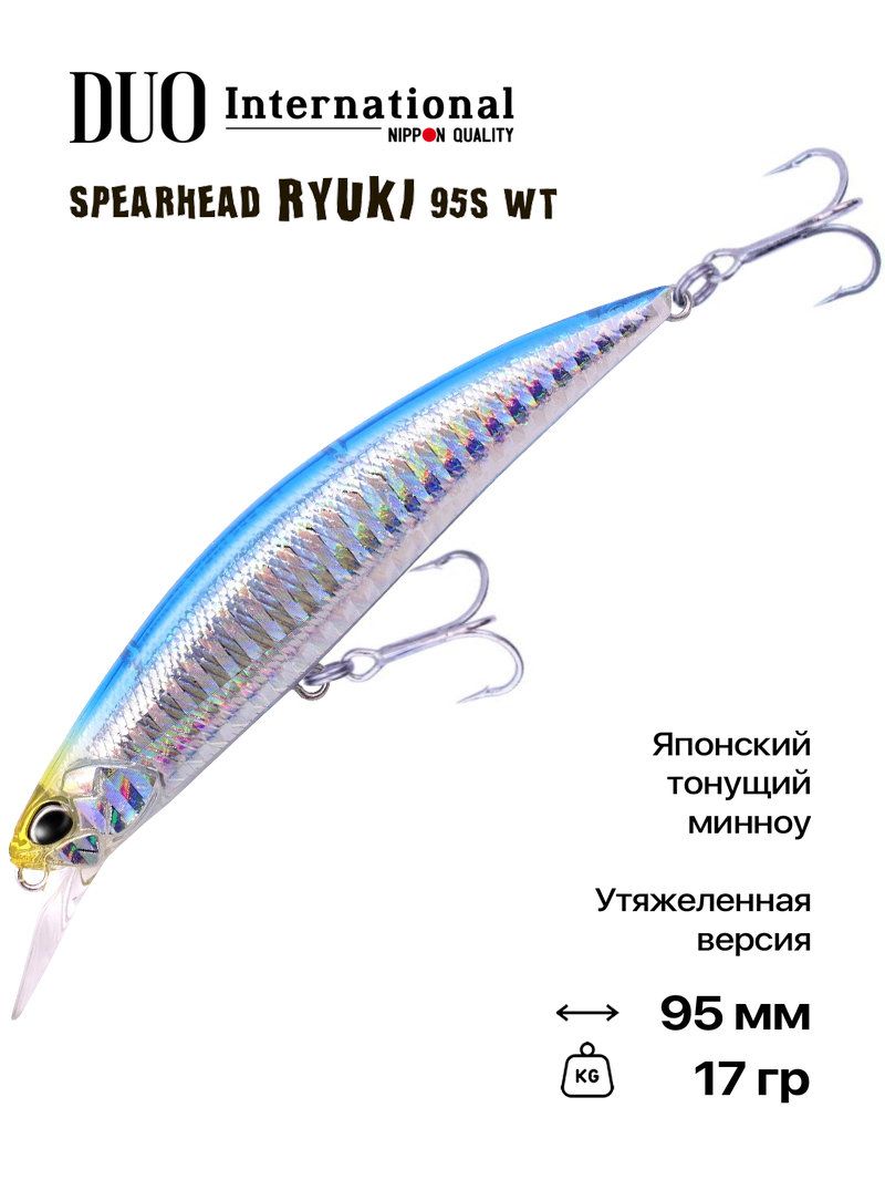 Воблер DUO Spearhead Ryuki 95S WT, 95 мм, 17 гр, #DHN0172 Clear Blue Back