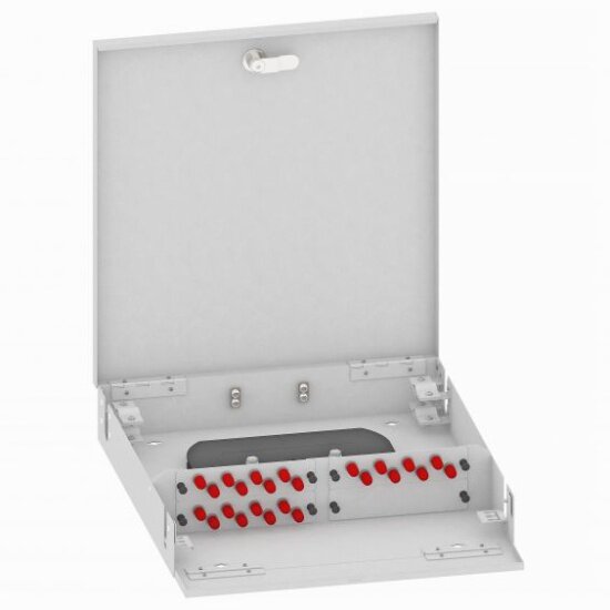 Кросс оптический Toplan , настенный, 24 ST/UPC адаптера, SM, укомплектованный (КРН-Top-24ST/U-OS2-GY)