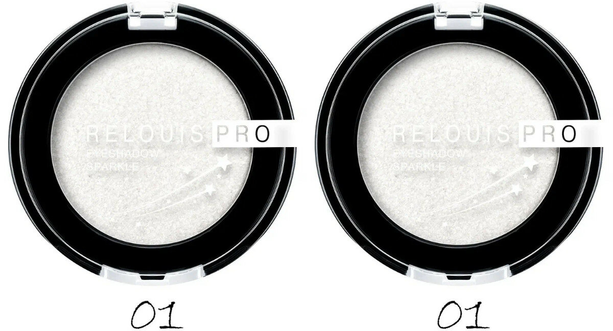 Тени для век Relouis Pro Eyeshadow Sparkle, тон 01 Snow, 2 шт.