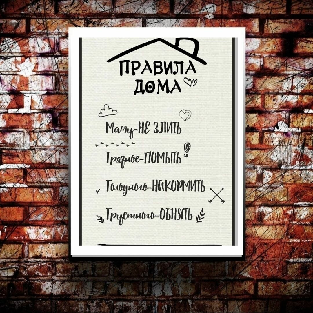 Постер "Правила дома - маму не злить" для интерьера А4