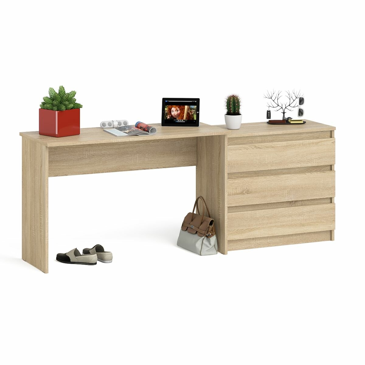 Компьютерный стол для дома, для школьника письменный Спасибо-Мебель 201см дуб сонома