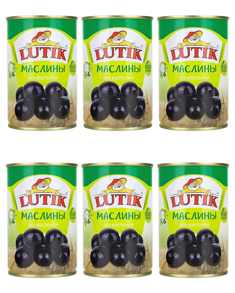 Маслины Lutik без косточки, 280 гр. - 6 шт.