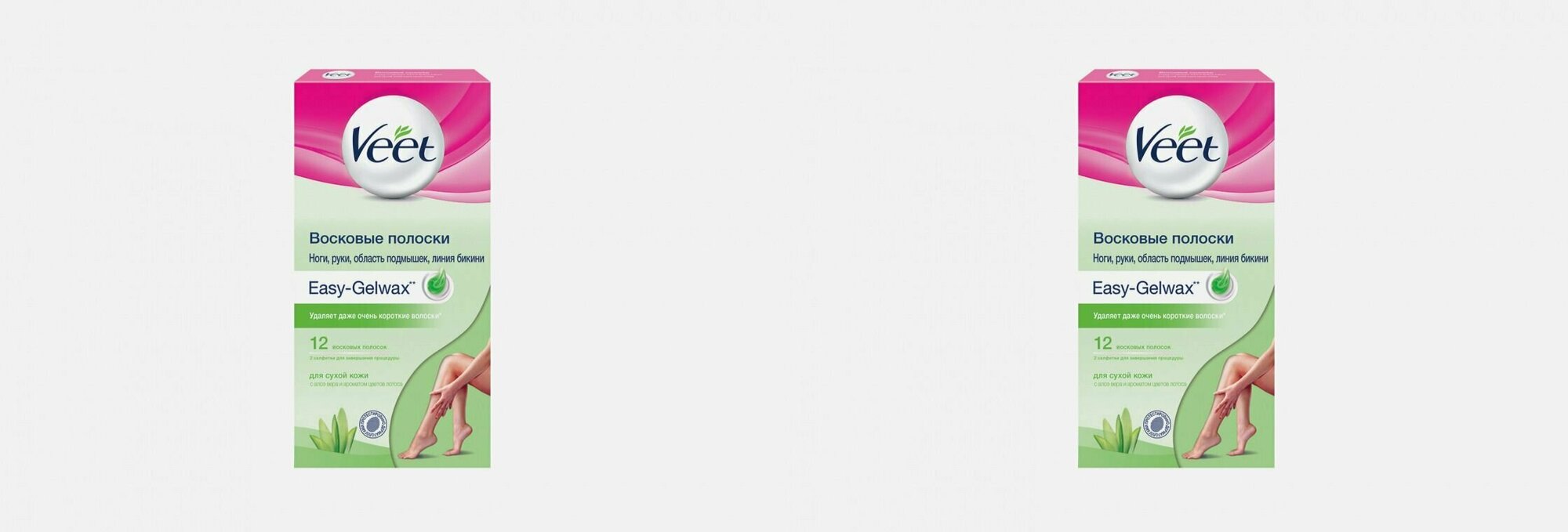 Veet Полоски восковые для депиляции Для сухой кожи, 12 штук в упаковке, 2 уп/