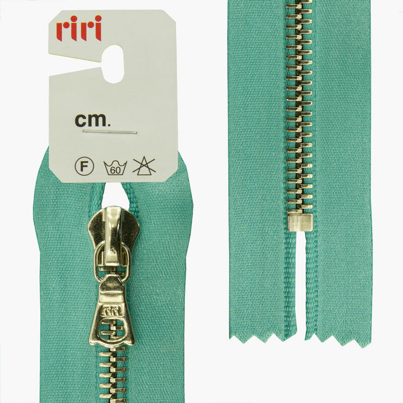 Молния металл Ni неразъёмная на атласной тесьме 6 мм 16 см цвет 5859 бирюзовый