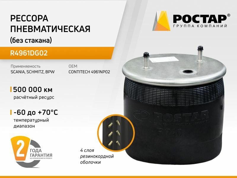 Рессора пневматическая (без стакана) R4961DG02 (4961NP02)