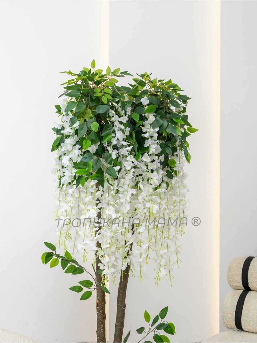Искусственный цветок глициния в кашпо
