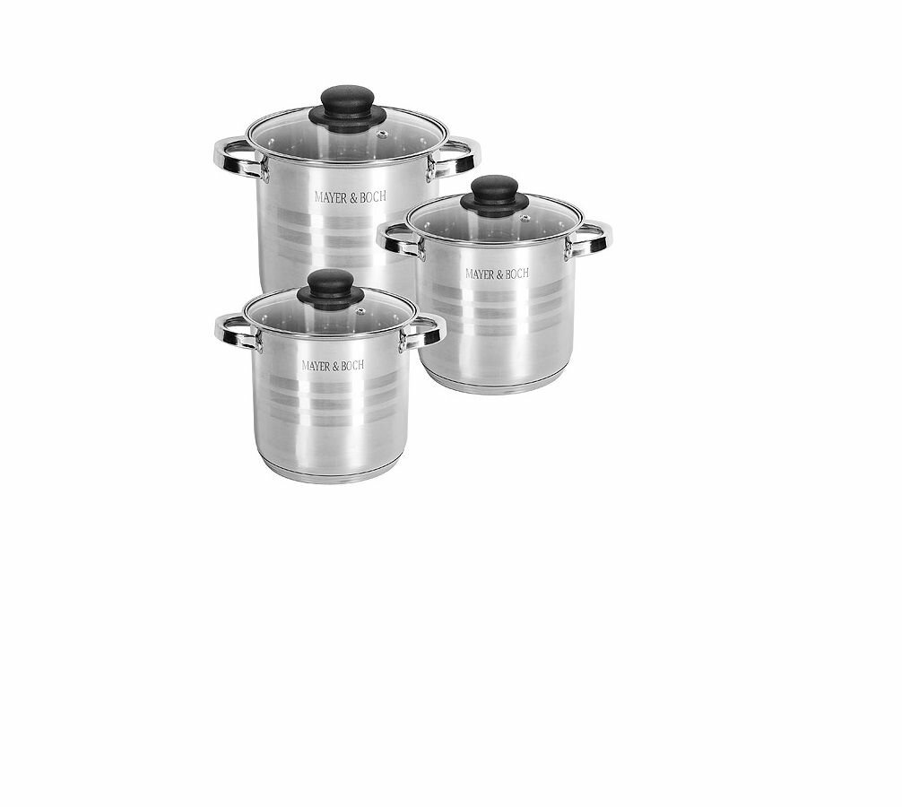 Набор кастрюль нержавейка 4,3 л, 5,7 л, 7,2 л с крышками
