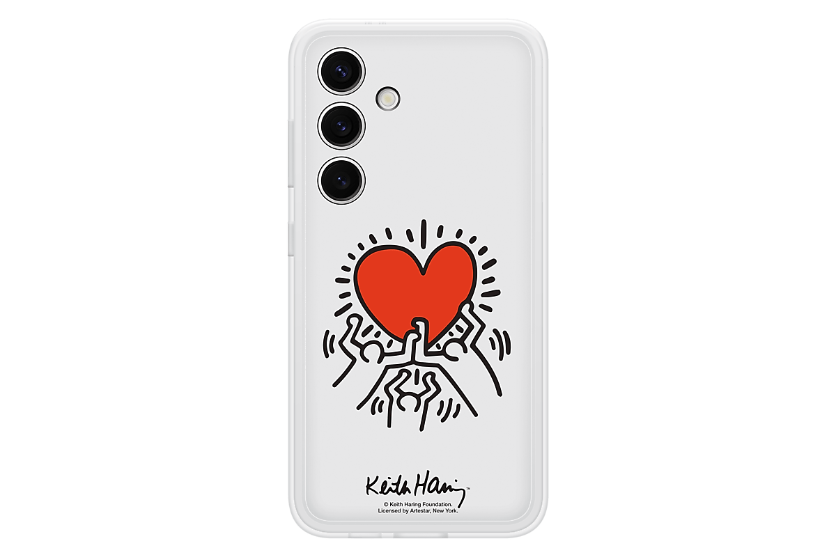 Чехол-накладка Samsung Flipsuit Case S24, белый (принт Keith Haring)