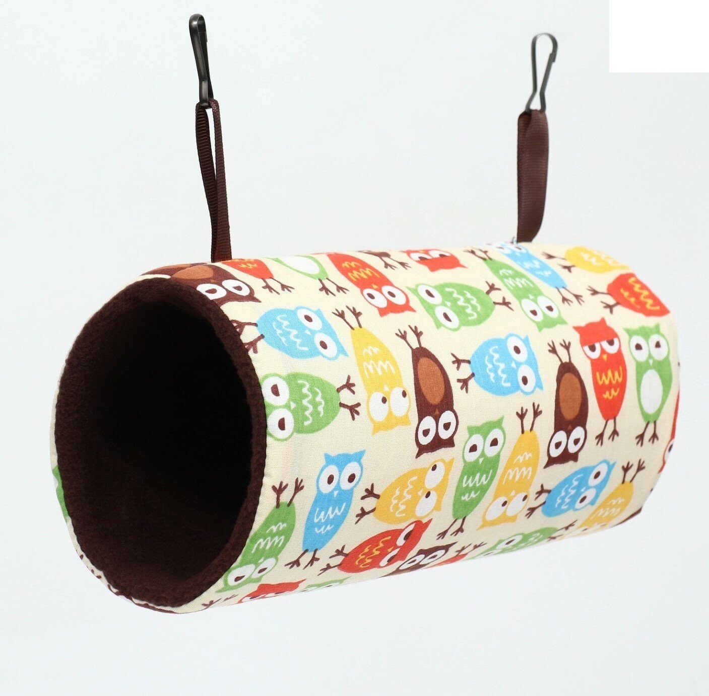Домик Пижон "Кольцо", для грызунов, подвесной, цилиндрический, 10x10x25 см, бязь флис, совы, 1 шт