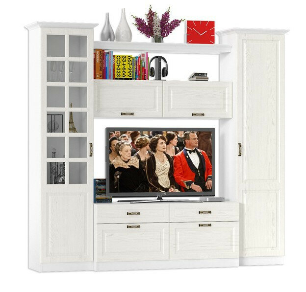 Набор мебели для гостиной Моби Ливерпуль № 6 МДФ цвет ясень ваниль/ белый , размер 248х49х224 см